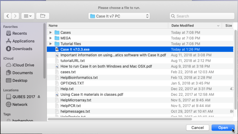 Please choose a file to run… - Case It!