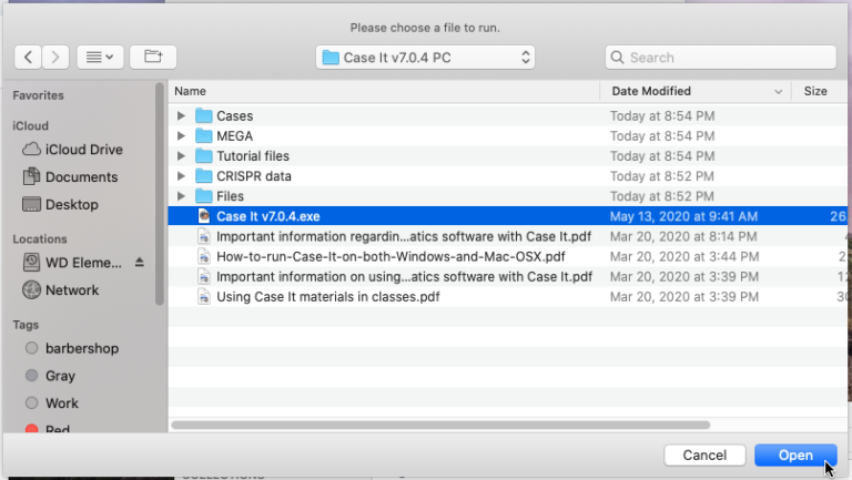 Please choose a file to run… - Case It!